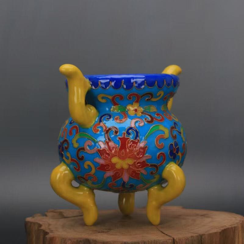 Yahoo!オークション - z37旧家収蔵 中国古玩 大清 乾隆 藍地 撚糸 琺瑯...