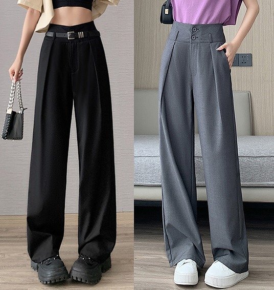 Yahoo!オークション - 全2色 スラックス ビジネス ハイウエスト 薄手 ...