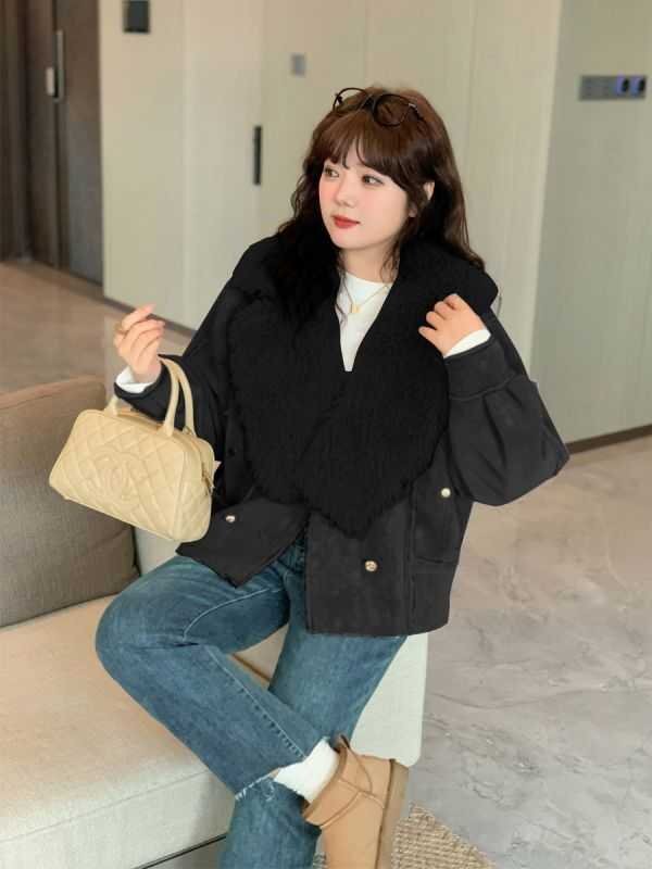 Yahoo!オークション - 2L～6L大きいサイズ コート ショート丈 もこもこ...