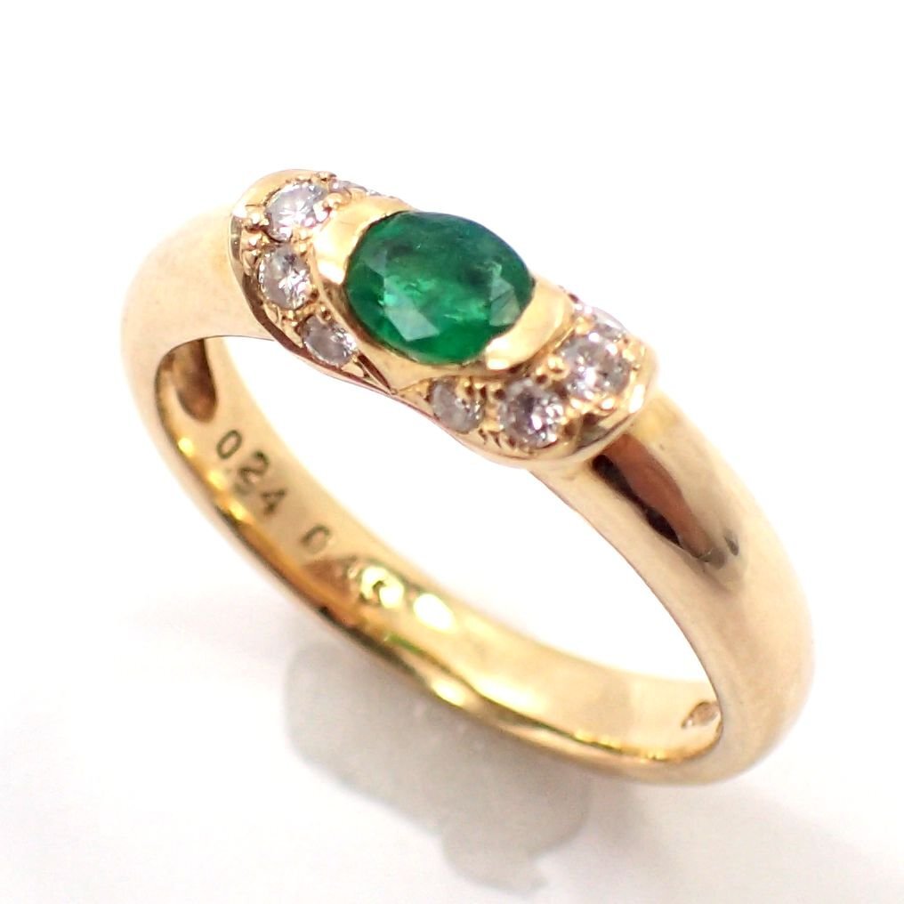 Yahoo!オークション - 【吉村質店】K18エメラルド0.24ctダイヤモンド0....