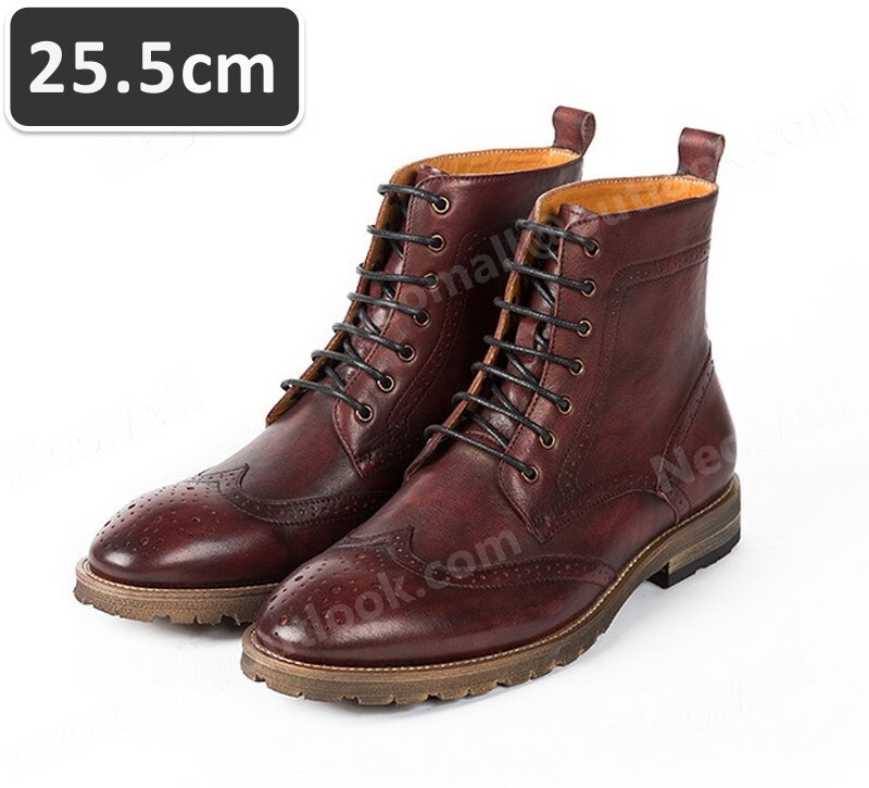 Yahoo!オークション - 送料込 本革 牛革 メンズ ショートブーツ レッド...