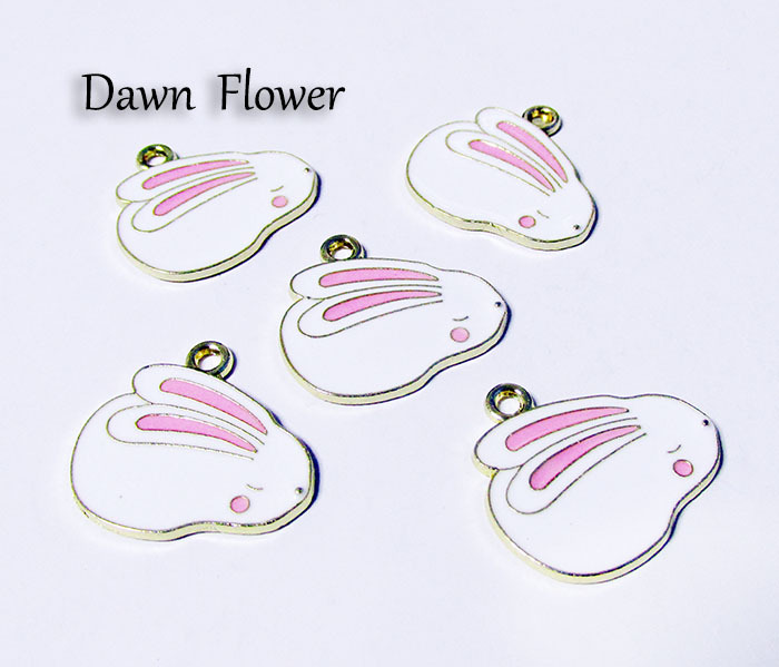 Yahoo!オークション - 【D-0250】5pcs ウサギ 25×22mm ホワイト チャ...