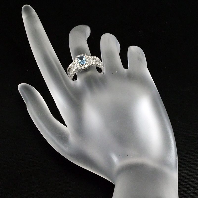 Yahoo!オークション - 0.98ct天然アクアマリンリング 14号 Pt900 0.5ct...