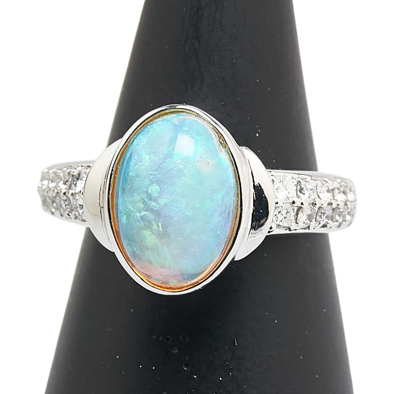 Yahoo!オークション - Pt900 プラチナ オパール ダイヤ0.32ct リング ...