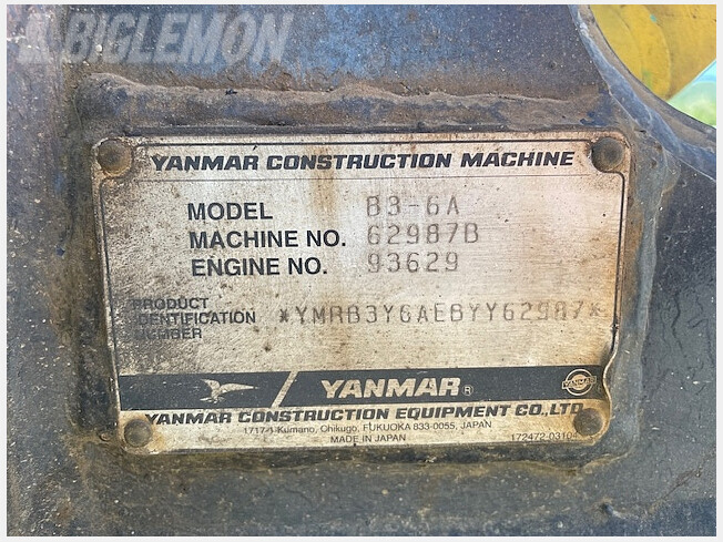 Yahoo!オークション - ミニ油圧ショベル(ミニユンボ) ヤンマー B3-6A 2...