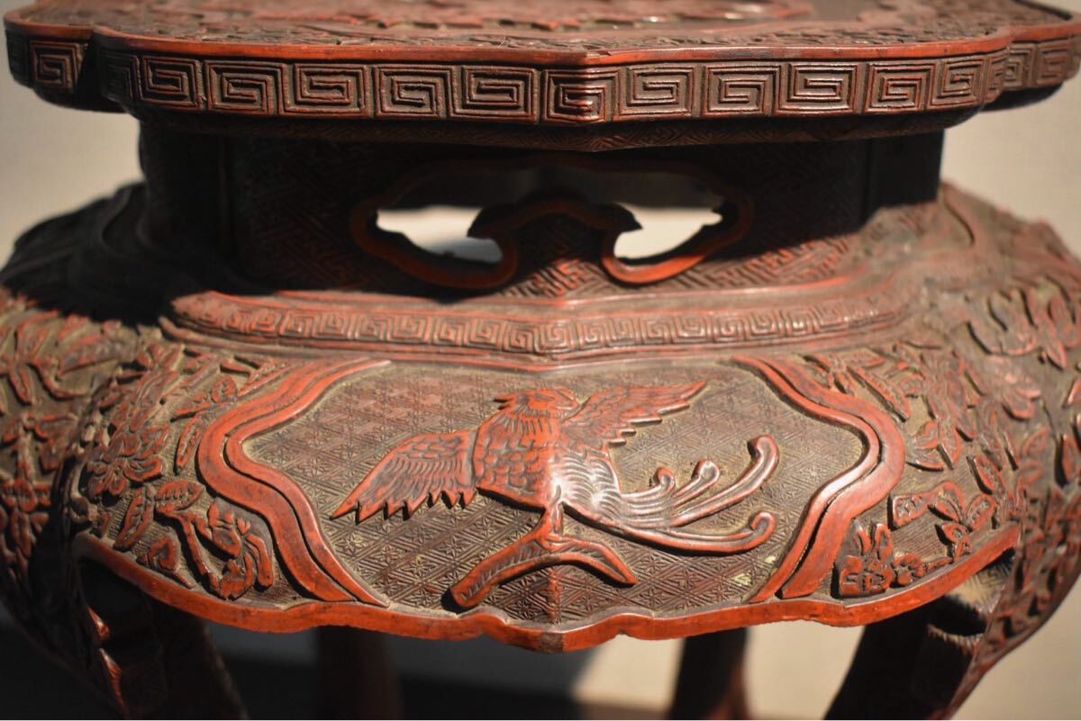 Yahoo!オークション - 【GE】M966【コレクター所蔵品】時代 堆朱花台/...