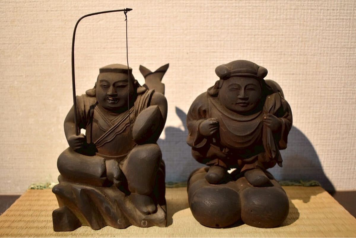 Yahoo!オークション - 【GE】Y126【コレクター所蔵品】時代 木彫恵比寿...