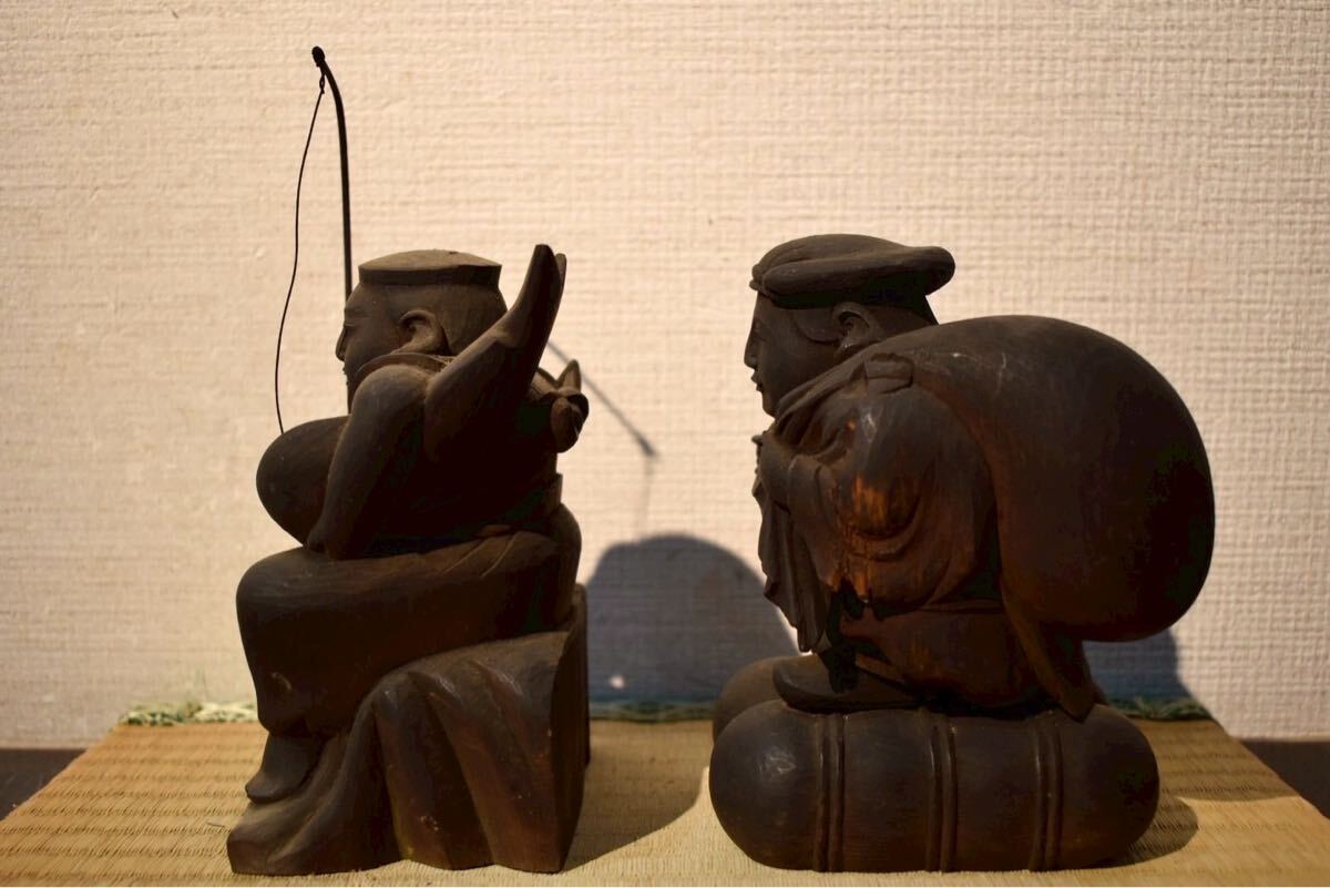 Yahoo!オークション - 【GE】Y126【コレクター所蔵品】時代 木彫恵比寿...