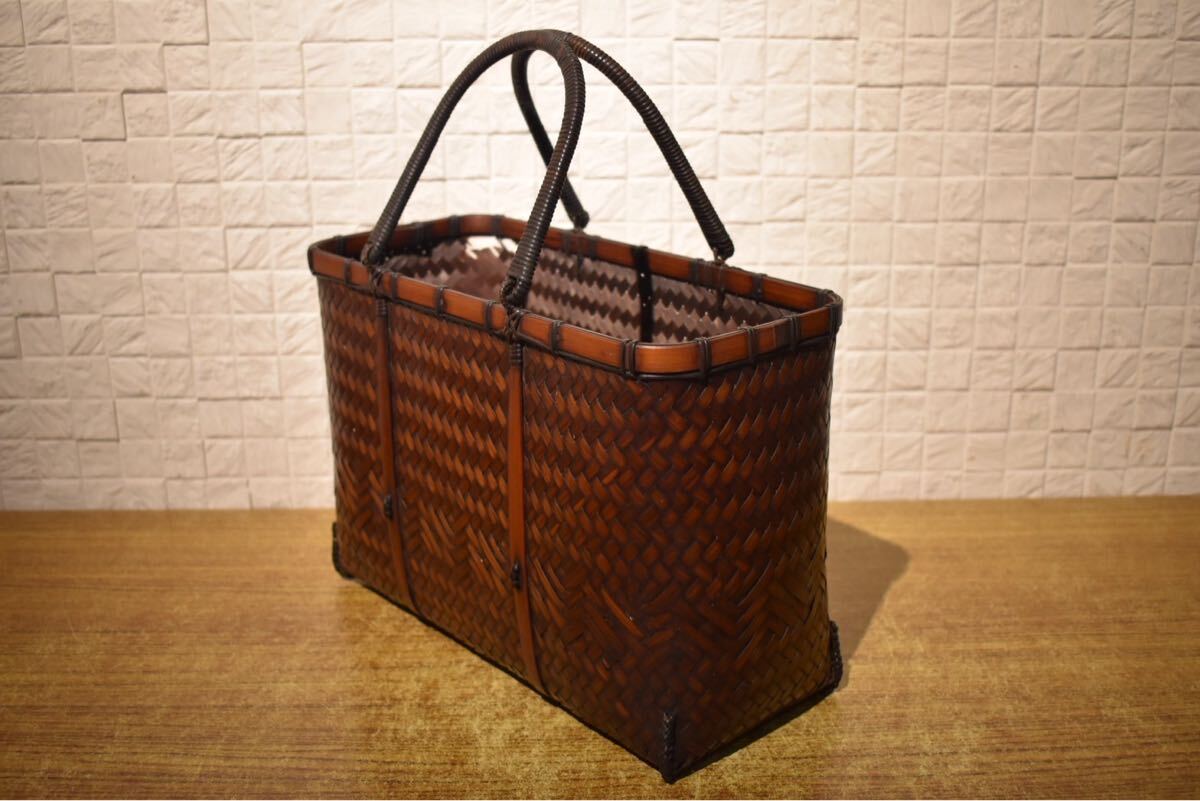 Yahoo!オークション - 【GE】Z123【コレクター所蔵品】時代 竹籠バッグ...