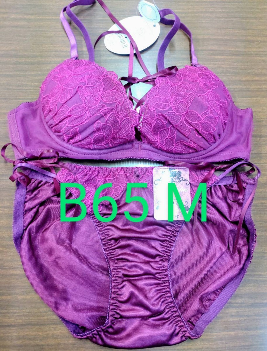 Yahoo!オークション - ブラジャーショーツセット ワインレッド B65 M