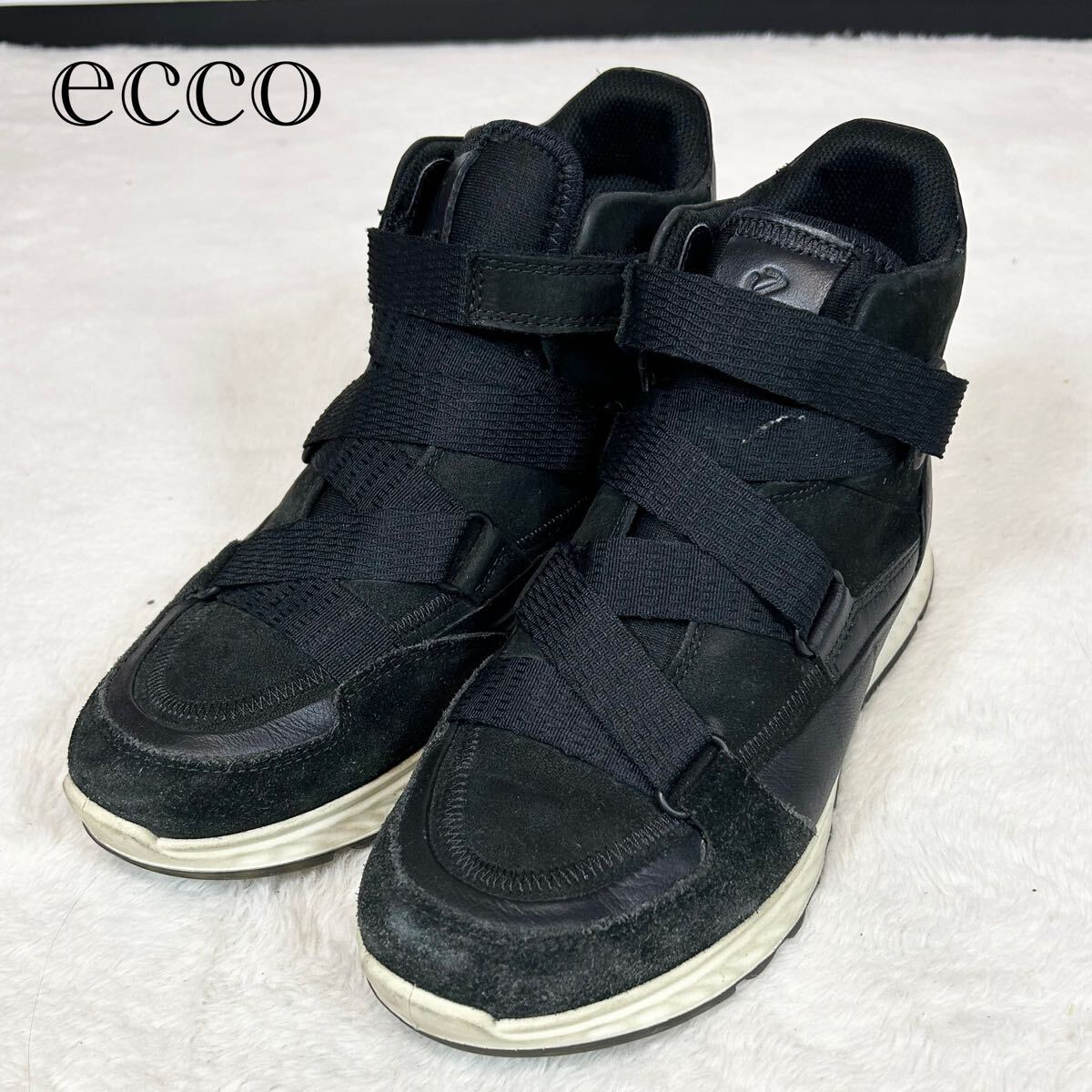 Yahoo!オークション - ecco ST.1W ハイカットスニーカー ブラック レザ...