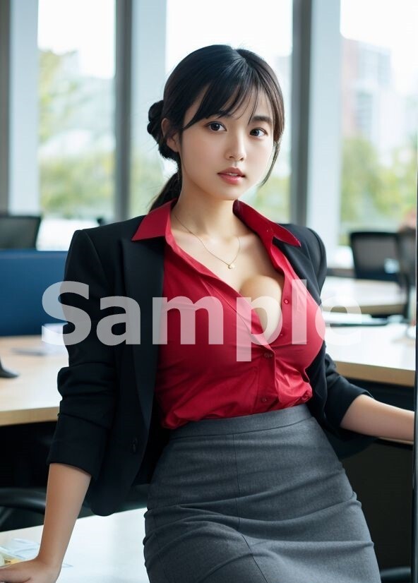 Yahoo!オークション - 高画質 美女 AI ポスター OL A4 美少女 美乳 巨...