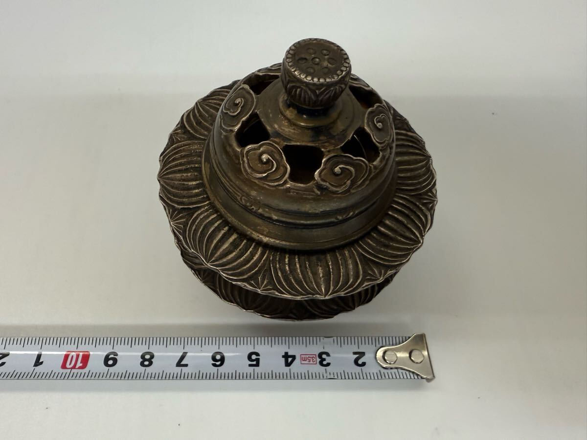 Yahoo!オークション - 蔵出 銀製 香炉 銀 900 刻印 420g 香道具 三足 ...