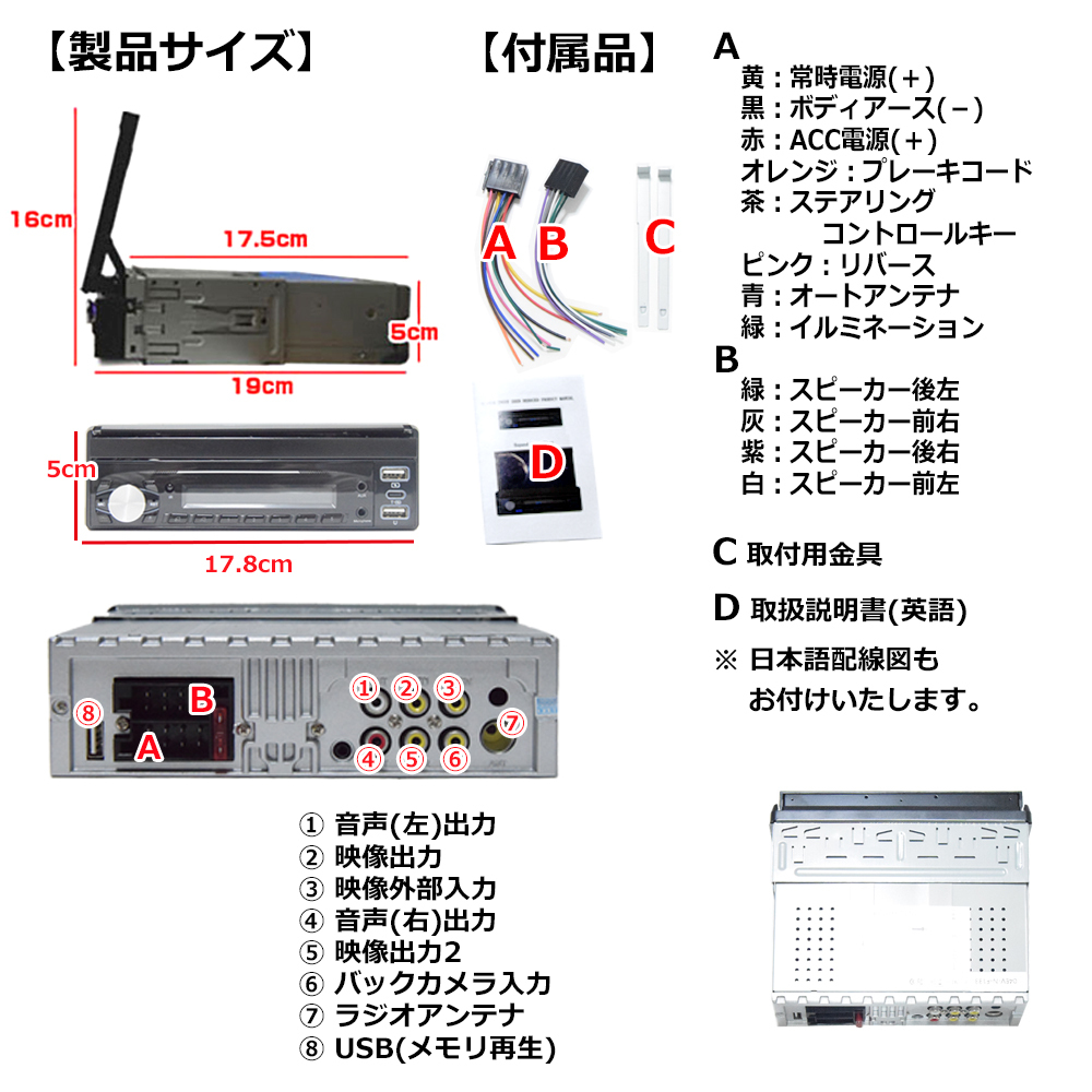 Yahoo!オークション - 車載 1DIN 7インチインダッシュプレーヤー ラジ...