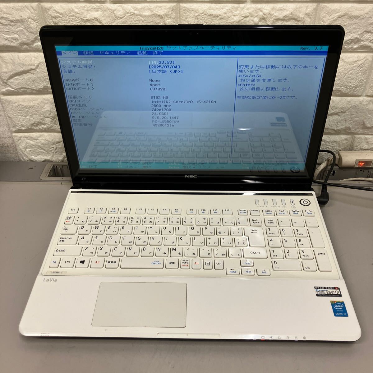 Yahoo!オークション - G77 NEC LAVIE LS550/T PC-LS550TSW Corei5 4210...