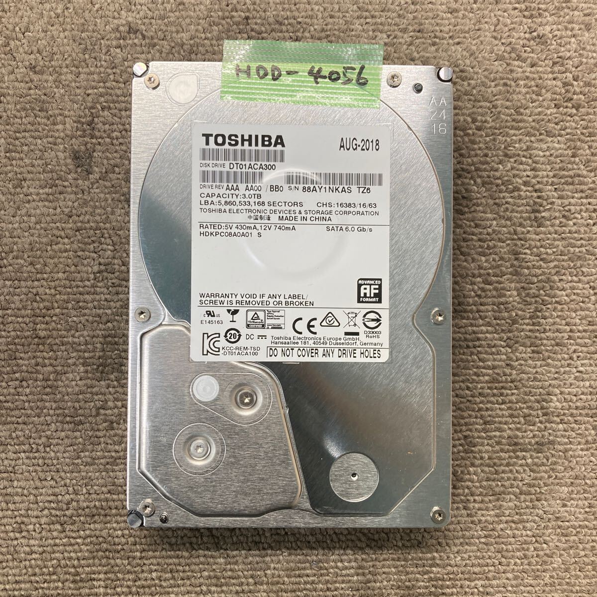 Yahoo!オークション - HDD-4056 激安 HDD3TB 3.5インチ SATA 1528時間 ...
