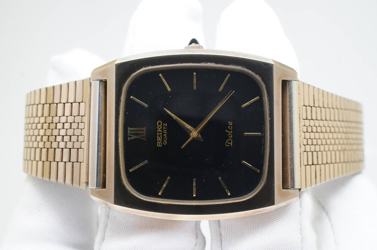 G88 作動良好 SEIKO セイコー DOLCE ドルチェ 5931-5341 黒文字盤 1981年製 メンズ腕時計 ゴールド金 お洒落 クォーツ(ドルチェ)｜売買されたオークション情報 ...