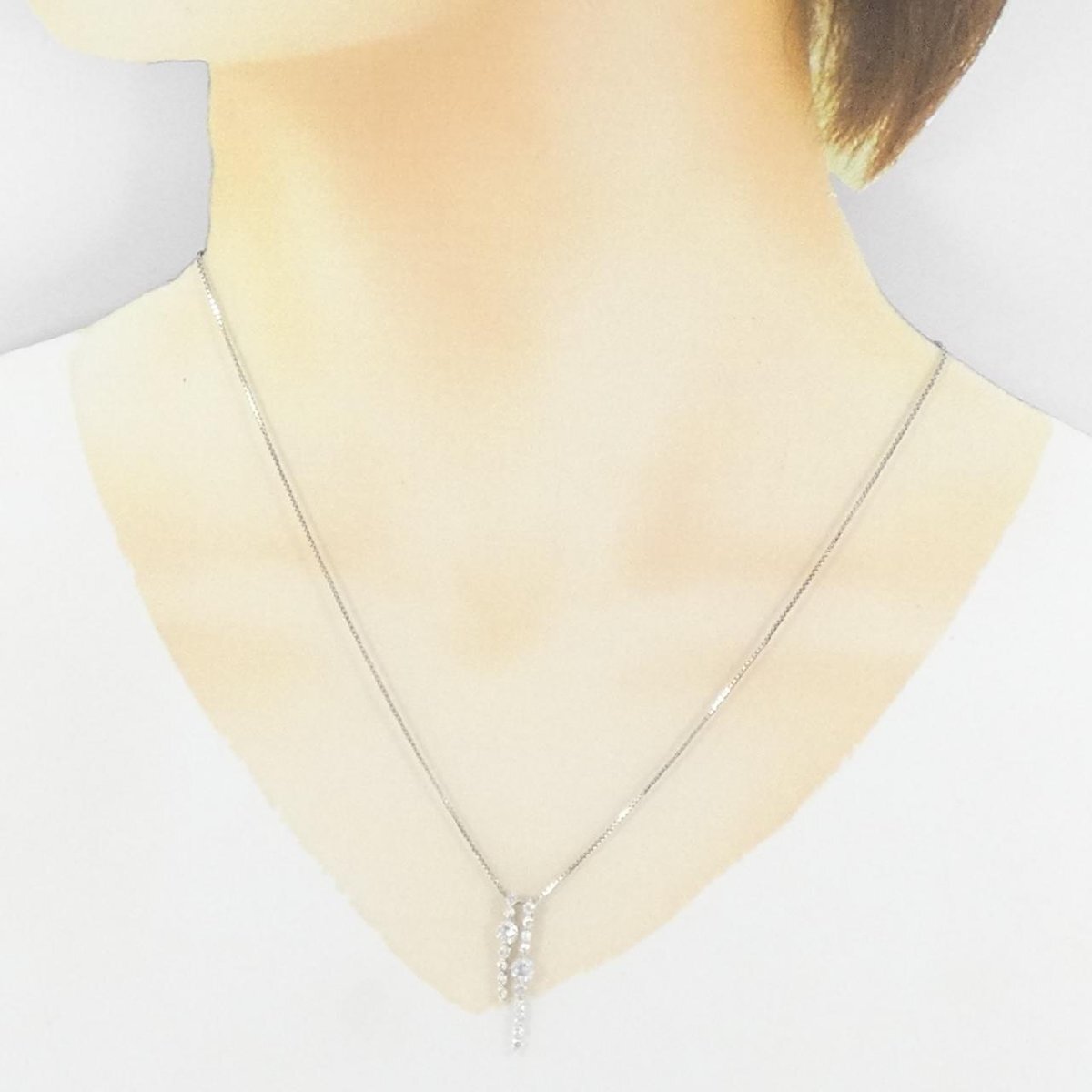 Yahoo!オークション - K18WG ダイヤモンド ネックレス 0.84CT