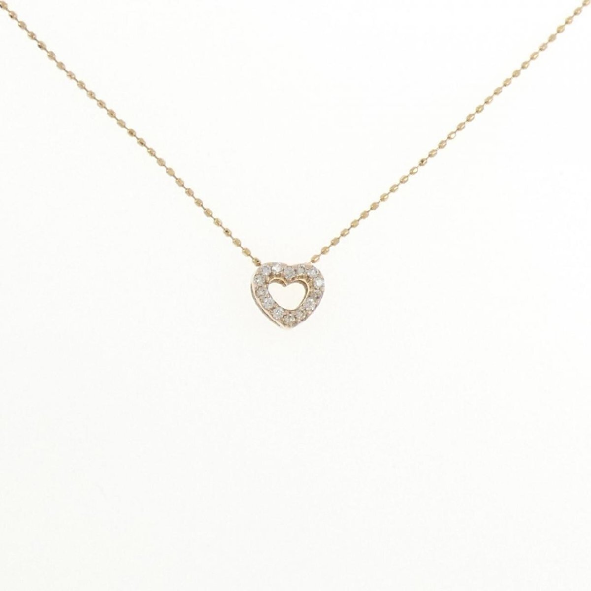 Yahoo!オークション - K18PG ハート ダイヤモンド ネックレス 0.09CT