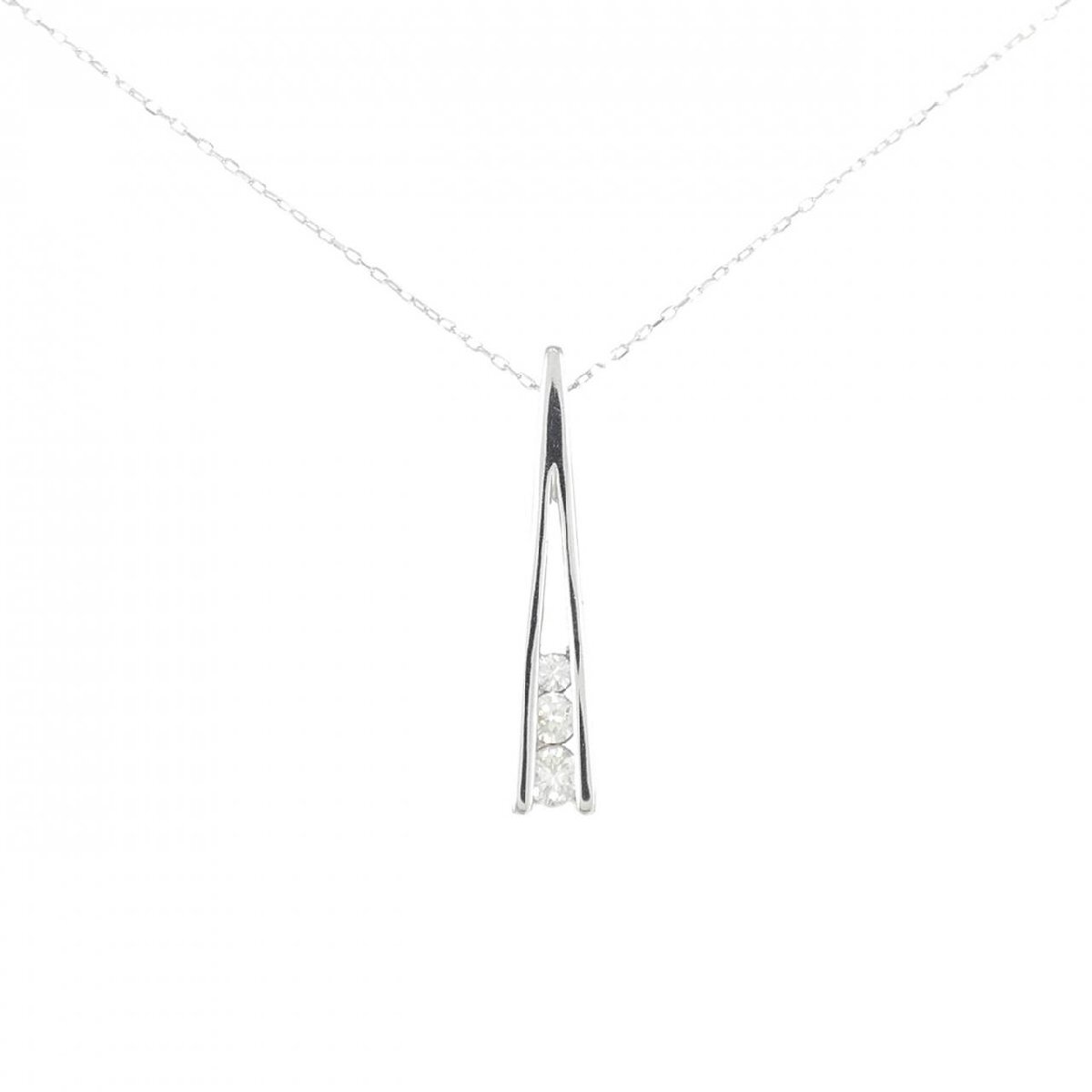 Yahoo!オークション - K18WG ダイヤモンド ネックレス 0.17CT