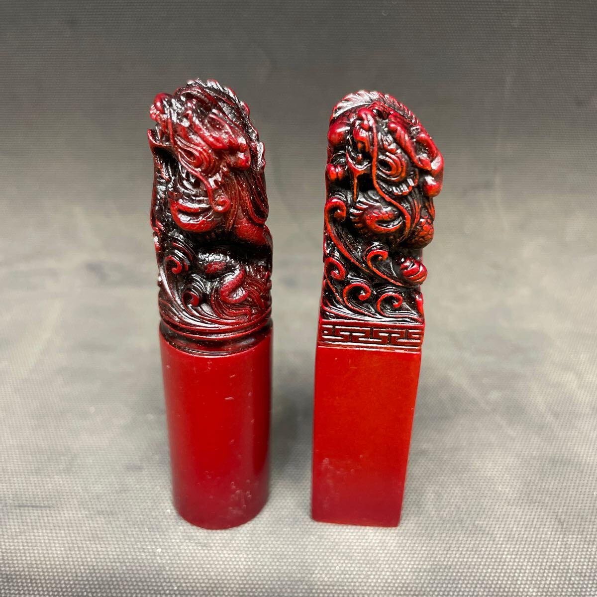 Yahoo!オークション - G2912 【印材 セット】 丸 四角 龍 縁起物 印鑑 ...