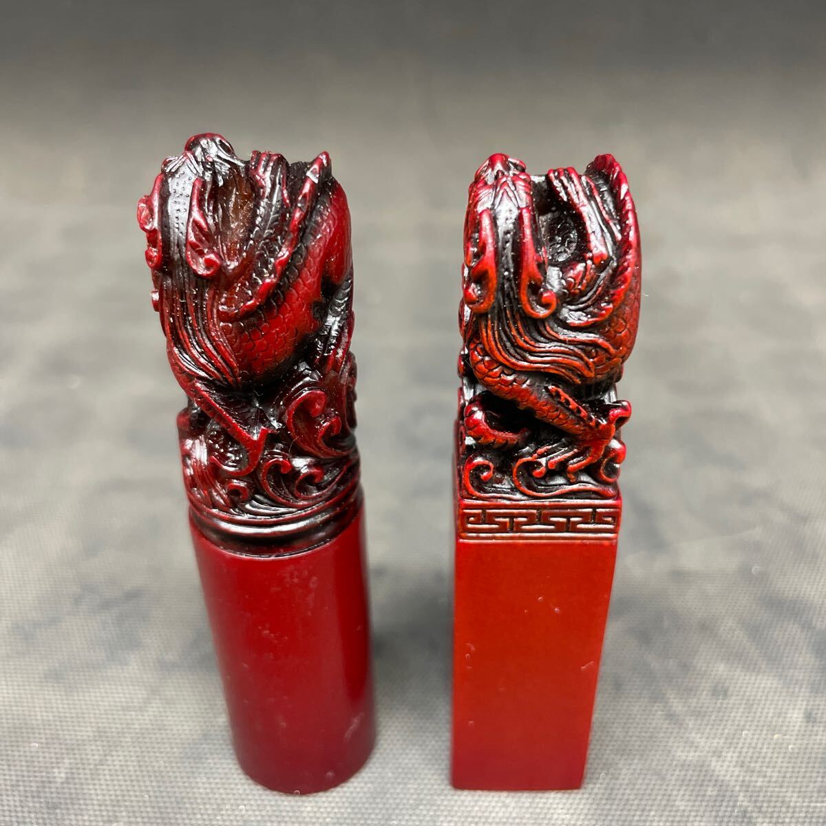 Yahoo!オークション - G2912 【印材 セット】 丸 四角 龍 縁起物 印鑑 ...