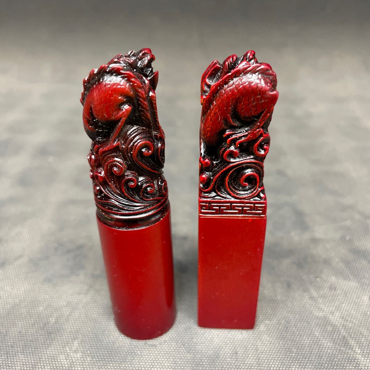 Yahoo!オークション - G2912 【印材 セット】 丸 四角 龍 縁起物 印鑑 ...