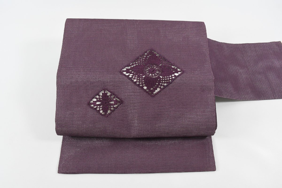 Yahoo!オークション - 名古屋帯 夏帯 レース柄 紫色 帯丈358cm 着物屋 ...