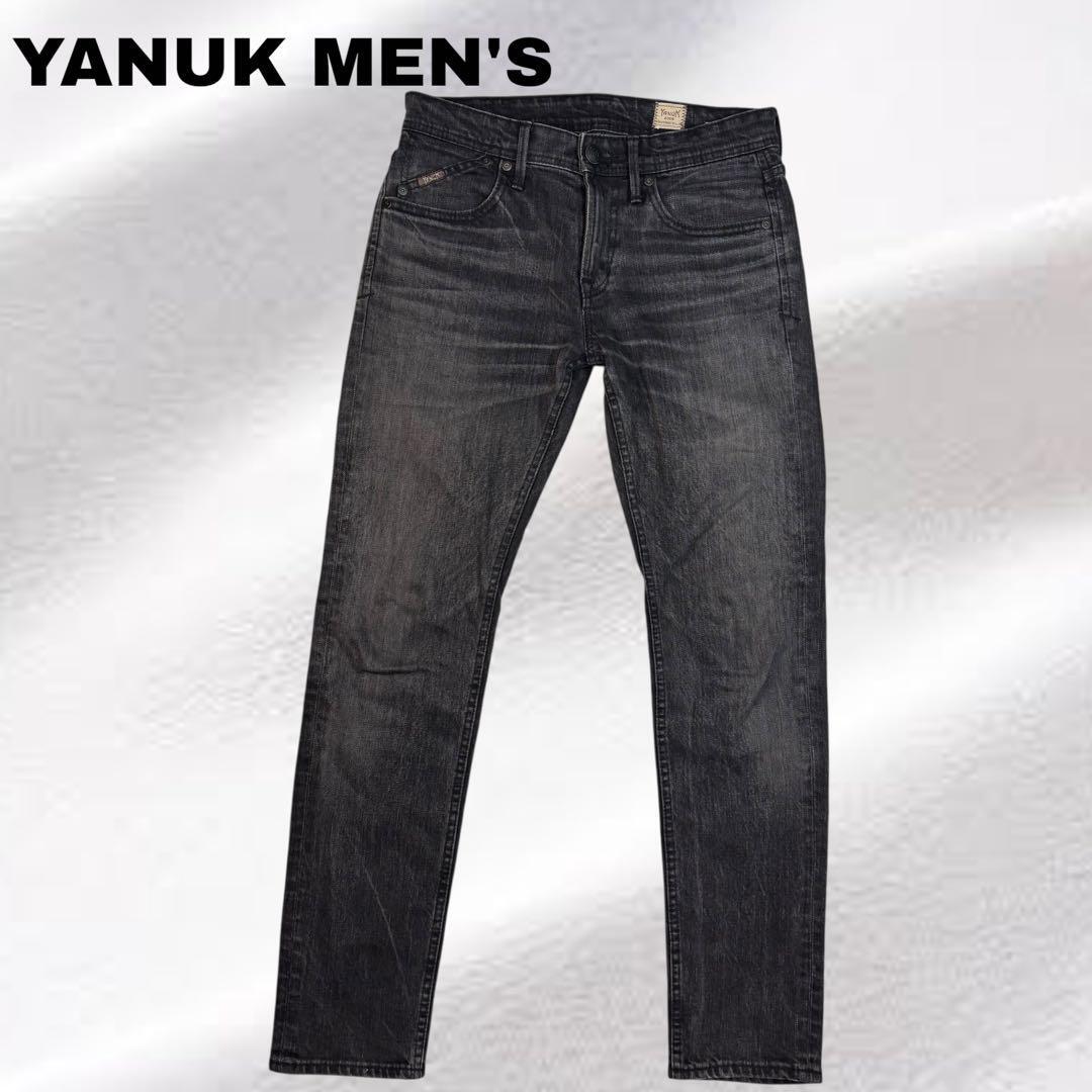 Yahoo!オークション - YANUK スリムテーパード ブラックデニムパンツ V...