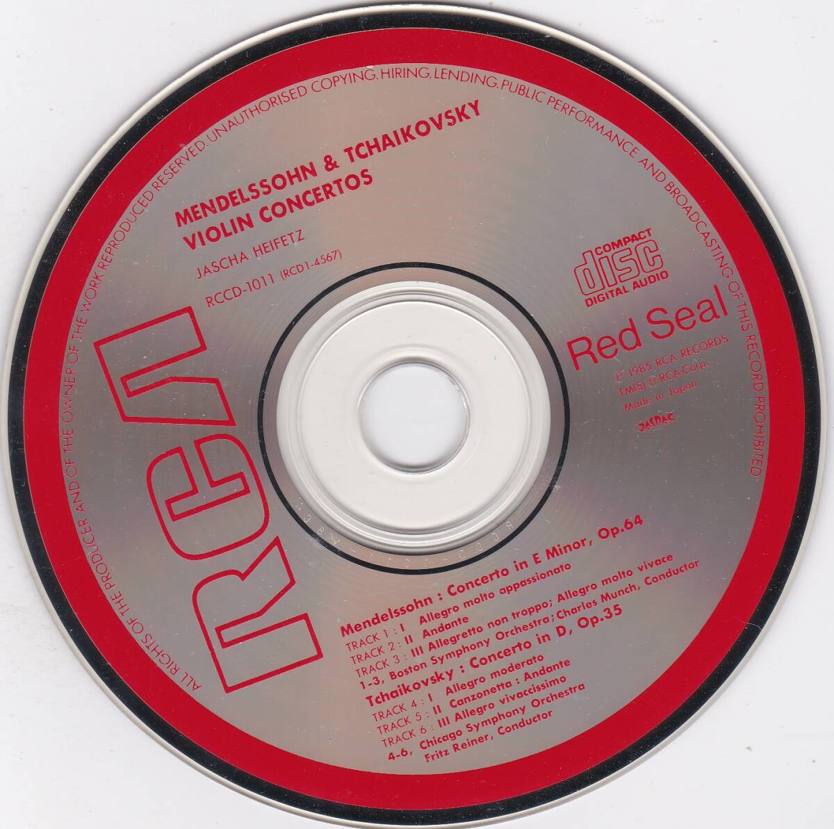 Yahoo!オークション - RVC初期盤 ハイフェッツ チャイコフスキー＆メ...