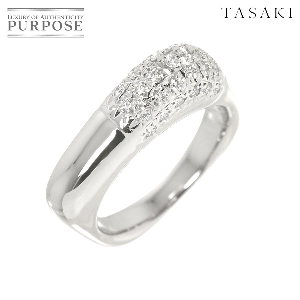 Yahoo!オークション - タサキ TASAKI 14号 リング ダイヤ 0.32ct K18 W...