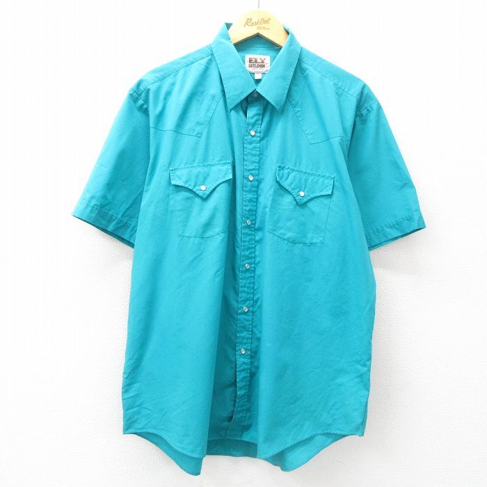 Yahoo!オークション - XL/古着 ELY 半袖 ウエスタン シャツ メンズ 90s...