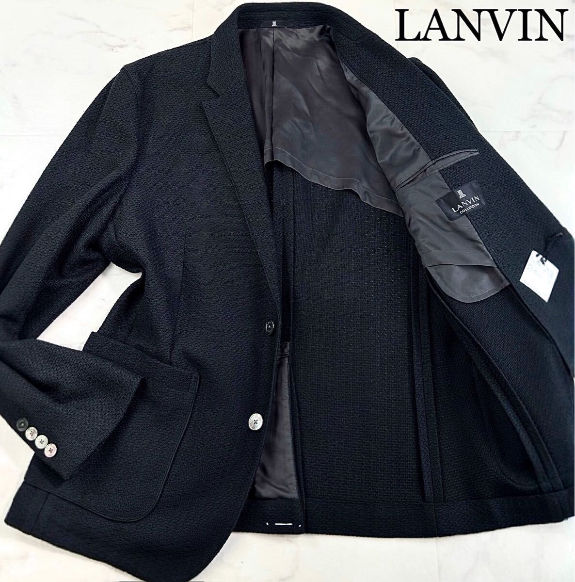 タグ付 幻の最高級艶感コットン100% XL LANVIN ランバン 最高傑作 凹凸立体テーラードジャケット 通年メッシュ 黒ブラック50(XLサイズ以上)｜売買されたオークション情報 ...