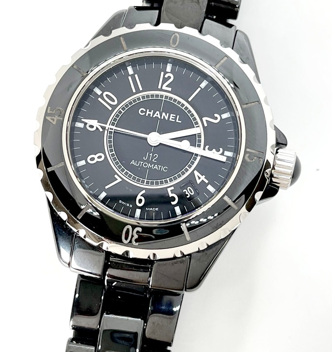 Yahoo!オークション - CHANEL シャネル J12 H0685 黒セラミック 自動巻...