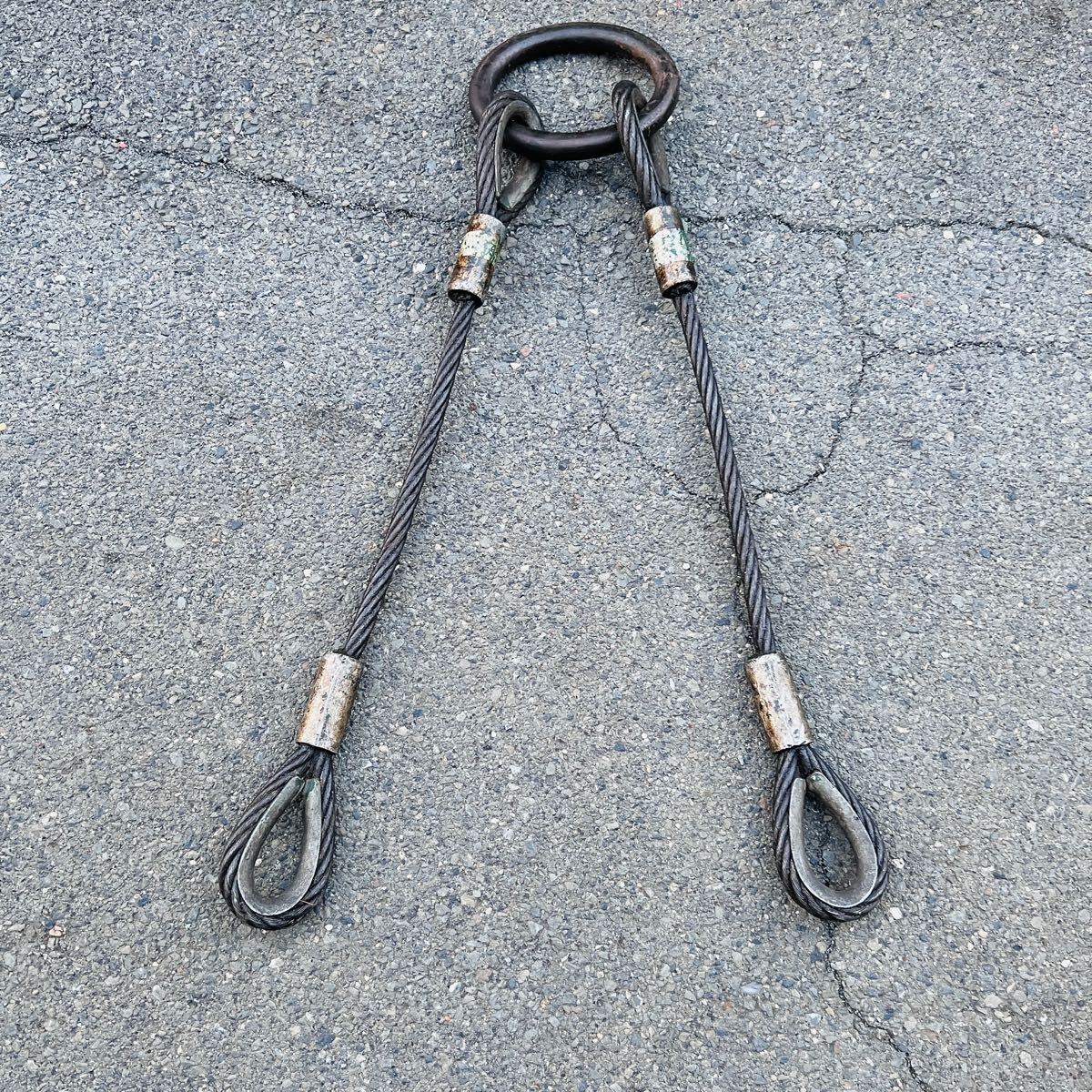 Yahoo!オークション - 【250516-028】極太 2点吊り ワイヤースリング ...