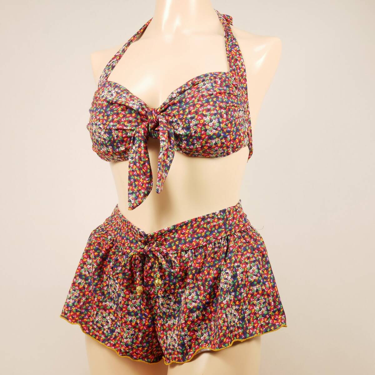 Yahoo!オークション - 7518美品 レディース水着小花柄 ホルターネック...