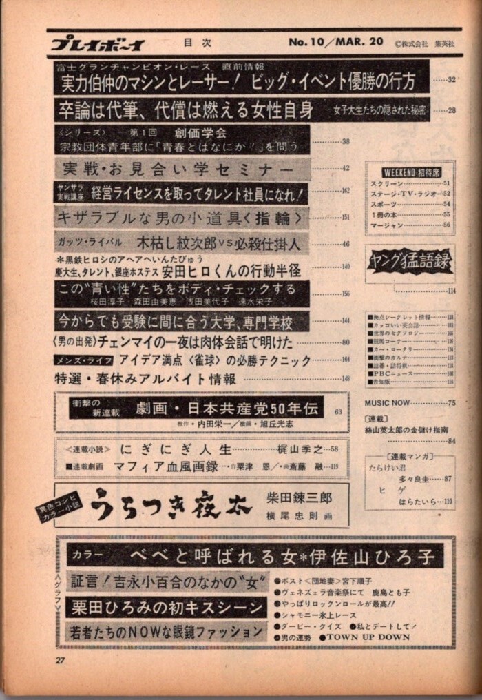 Yahoo!オークション - s3832 プレイボーイ 1973年 昭和48年 伊佐山ひろ...