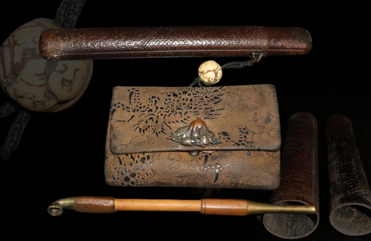 【樂淘letao】日本代購代標第一品牌－【江】時代 羅宇煙管 キセル 重量40g 全長19㎝ 煙管筒 龍文ケース 古美術品(喫煙具煙草入れ根付アンティーク)X1230 CTDBfjdu