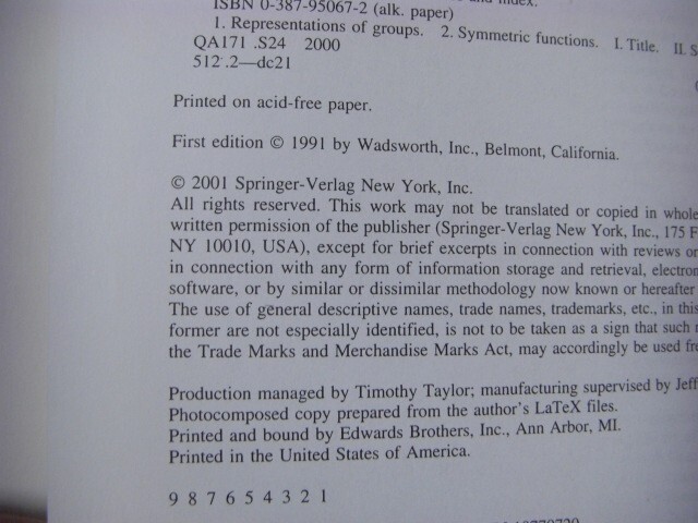Yahoo!オークション - 数学洋書 The Symmetric Group Representations ...