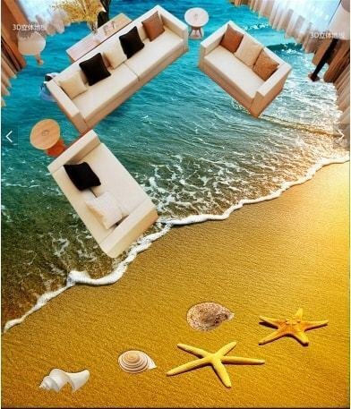 Yahoo!オークション - C477 巨大 3D フロアマット 1.3m 2.2m ビーチ 砂...