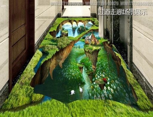 Yahoo!オークション - C511 巨大 3D フロアマット 1.3m 2.2m 自然 葉っ...