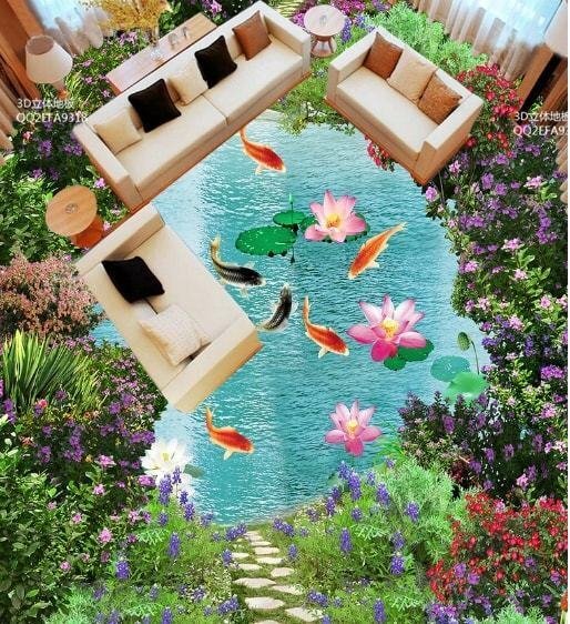 Yahoo!オークション - C437 巨大 3D フロアマット 1m 2m 和モダン 形成...