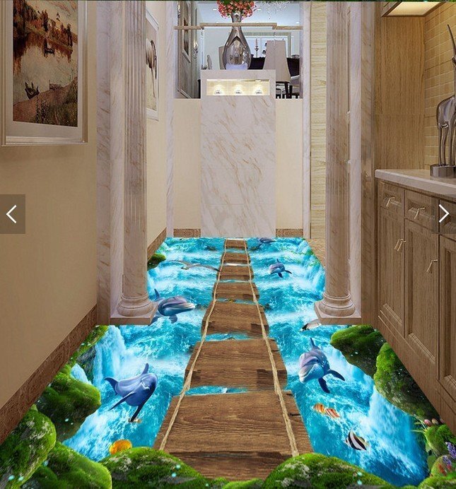 Yahoo!オークション - C367 巨大 3D フロアマット 2m 3m 海 水族館 風...