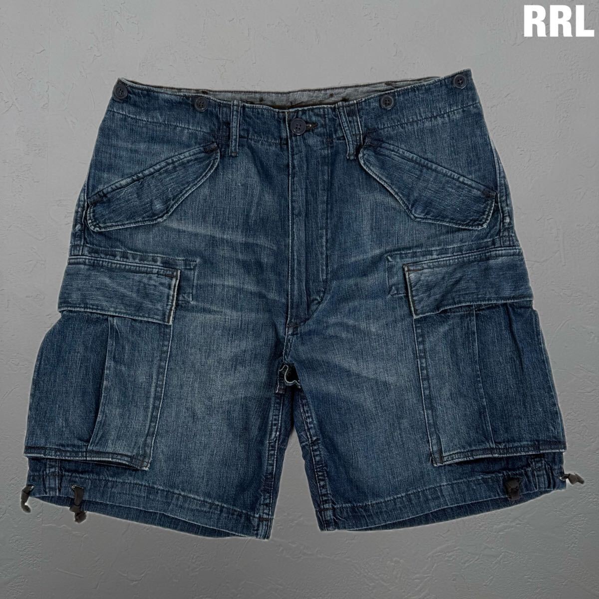 Yahoo!オークション - RRL 24SS USED加工 M-51 デニム カーゴショーツ ...