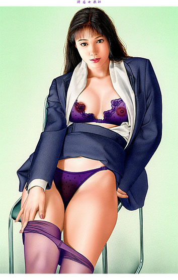 Yahoo!オークション - 0-017 超リアル 官能美女版画 誘惑女教師 A4サ...