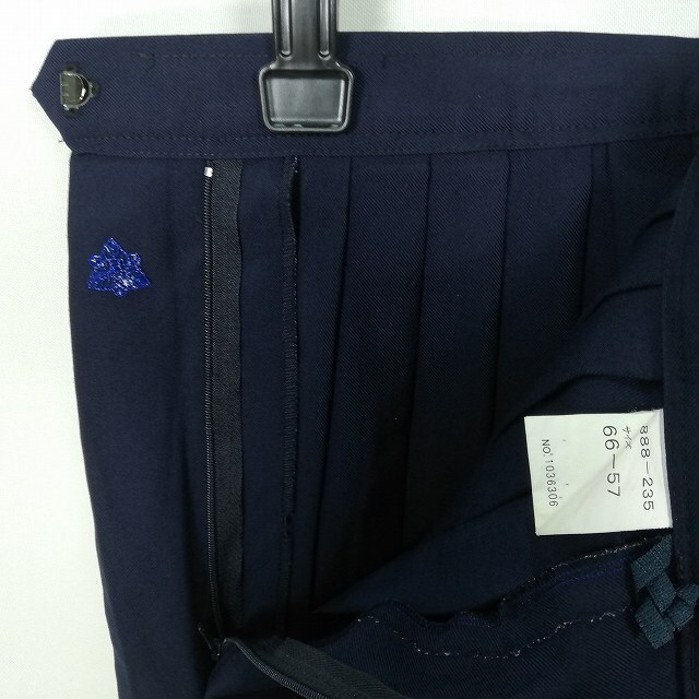 Yahoo!オークション - 1円 スクールスカート 冬物 w63-丈55 紺 中学 高...