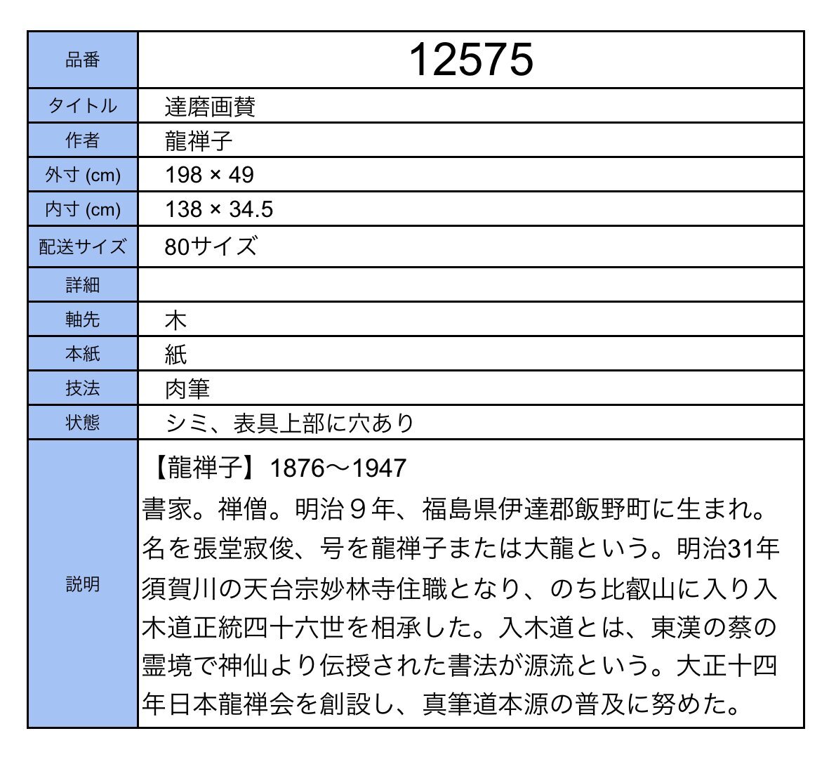 Yahoo!オークション - 【模写】吉】12575 龍禅子 達磨画賛 入木道正統 ...