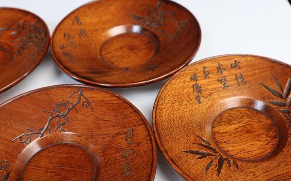 Yahoo!オークション - 【takekore】在銘 図替茶托 5客 x04 煎茶道具