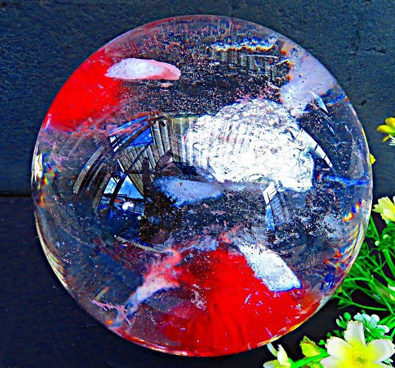 Yahoo!オークション - 絶品 超綺麗K9赤水晶丸玉 超巨大4.27kg 178m...