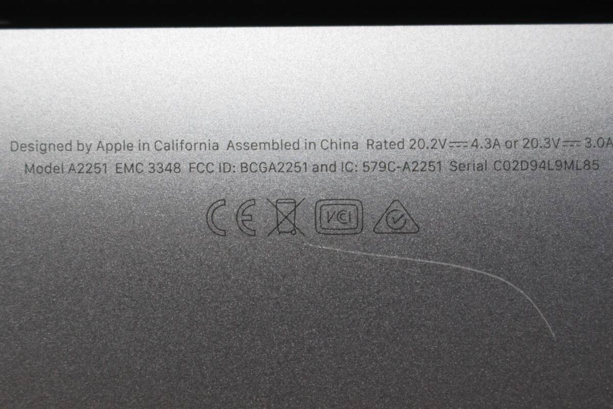 Yahoo!オークション - ジャンク MacBook Pro A2251 スペースグレイ ロ...
